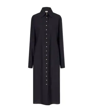 Khaite Classic Collar Shirt Dress - Black