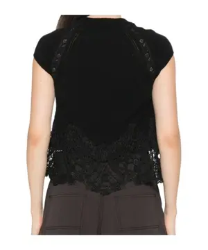 Ermanno Scervino Lace Trim Cap-sleeve Top - Black