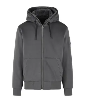 Moose Knuckles Logo-plaque Drawstring Zipped Hoodie - Grey