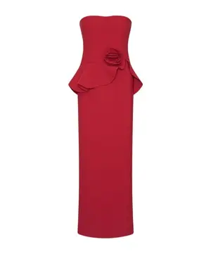ROTATE BY BIRGER CHRISTENSEN Long Flower Strapless Dress