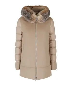 MOORER Long-sleeve Hooded Padded Jacket - Hazelnut