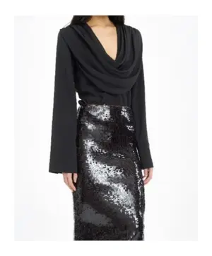 ROTATE BY BIRGER CHRISTENSEN Draped Long Sleeve Blouse