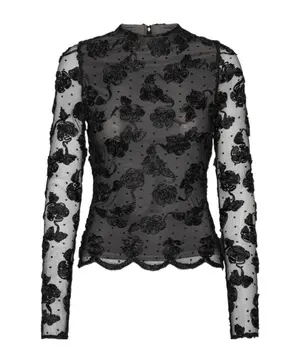 ROTATE BY BIRGER CHRISTENSEN Flower Mesh Long Sleeve Top