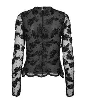 ROTATE BY BIRGER CHRISTENSEN Flower Mesh Long Sleeve Top