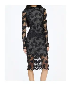 ROTATE BY BIRGER CHRISTENSEN Flower Mesh Long Sleeve Top