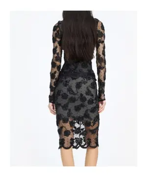 ROTATE BY BIRGER CHRISTENSEN Flower Mesh Long Sleeve Top