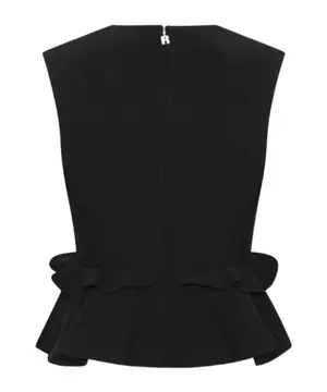 ROTATE BY BIRGER CHRISTENSEN Peplum Flower V-neck Top - Black