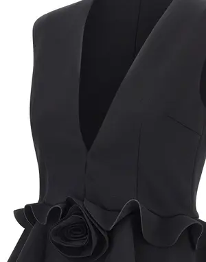 ROTATE BY BIRGER CHRISTENSEN Peplum Flower V-neck Top