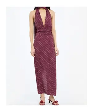 ROTATE BY BIRGER CHRISTENSEN Dot Halterneck Scarf Dress