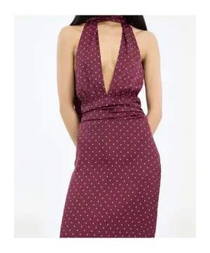 ROTATE BY BIRGER CHRISTENSEN Dot Halterneck Scarf Dress