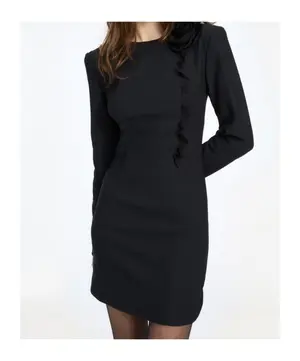ROTATE BY BIRGER CHRISTENSEN Crepe Mini Long Sleeve Dress With Floral Detail