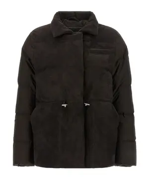 Kiton High-necked Cotton Coat - Brown