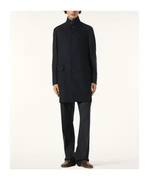 Loro Piana Single-breasted Coat With Stand-up Collar - Black