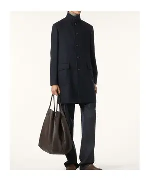 Loro Piana Single-breasted Coat With Stand-up Collar - Black