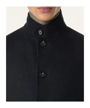 Loro Piana Single-breasted Coat With Stand-up Collar - Black