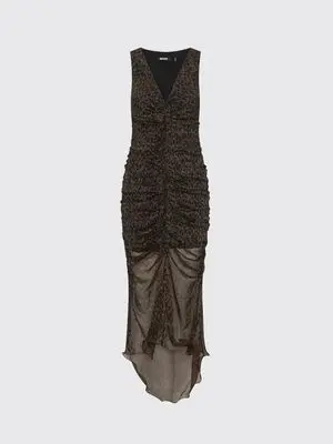 ROTATE BY BIRGER CHRISTENSEN Ruched Midi Leopard Dress Dark Brown