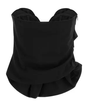 Magda Butrym Minimal Off-shoulder Bustier With Floral Detail - Black
