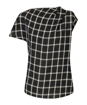 Erdem Grid Short-sleeve Blouse - Black