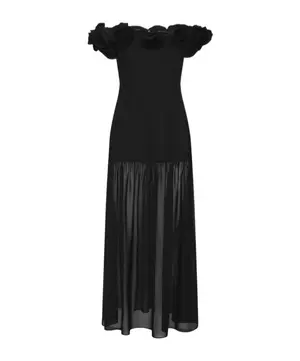 ROTATE BY BIRGER CHRISTENSEN Crepe Maxi Flower Dress - Black