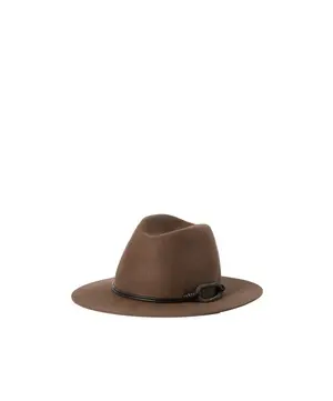 Brunello Cucinelli Felted Fedora With Beaded Leather Band - Brown
