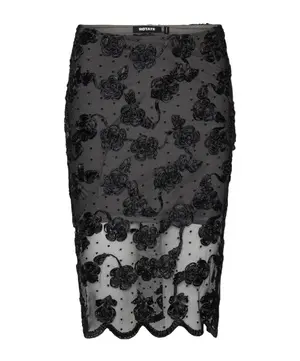 ROTATE BY BIRGER CHRISTENSEN Flower Mesh Midi Skirt