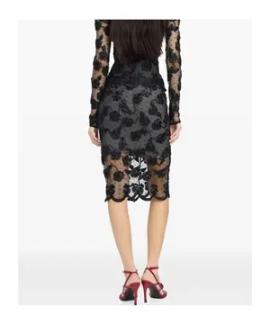 ROTATE BY BIRGER CHRISTENSEN Flower Mesh Midi Skirt