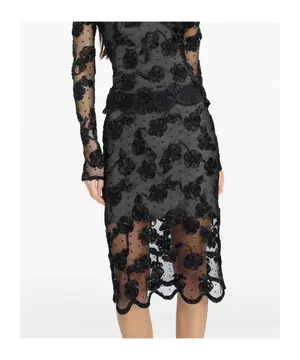 ROTATE BY BIRGER CHRISTENSEN Flower Mesh Midi Skirt