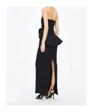 ROTATE BY BIRGER CHRISTENSEN Long Flower Strapless Dress