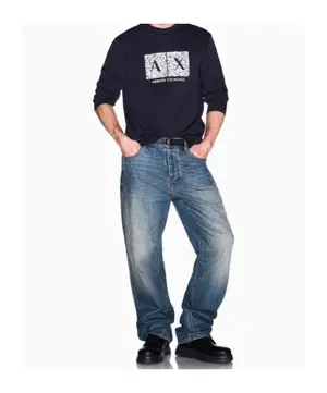 Armani Exchange Bonded Stretch Cotton Crewneck Sweatshirt