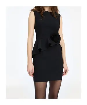 ROTATE BY BIRGER CHRISTENSEN Floral-appliqué Peplum-hem Mini Dress