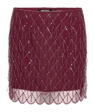 ROTATE BY BIRGER CHRISTENSEN Sequins Mini Skirt Dark Red
