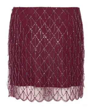 ROTATE BY BIRGER CHRISTENSEN Sequins Mini Skirt Dark Red
