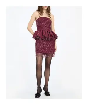 ROTATE BY BIRGER CHRISTENSEN Sequins Mini Skirt Dark Red