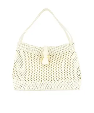 FERRAGAMO Large Woven Tote Bag - Cream
