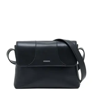 Emporio Armani Leather Shoulder Bag With Logo Plaque