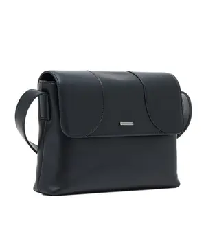 Emporio Armani Leather Shoulder Bag With Logo Plaque