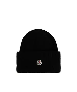 Moncler Ribbed Knit Hat - Black