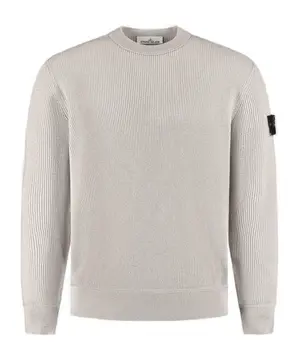 Stone Island Long Sleeve Logo Patch Sweatshirt - Sand