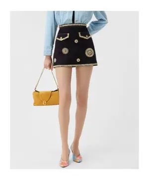 Versace Embellished Suede Mini Skirt