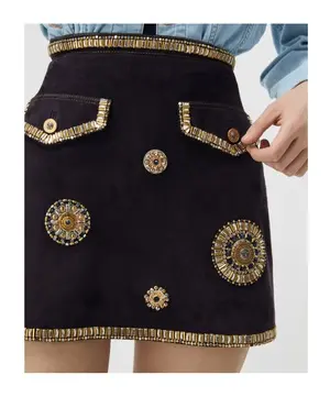 Versace Embellished Suede Mini Skirt