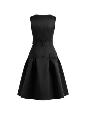 GANNI Belted Waist Pleated Midi Dress