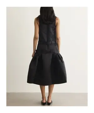 GANNI Belted Waist Pleated Midi Dress