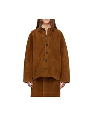 Studio Nicholson Leather Shirt Jacket With Classic Collar