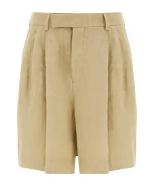 FERRAGAMO Linen Bermuda Short - Stone