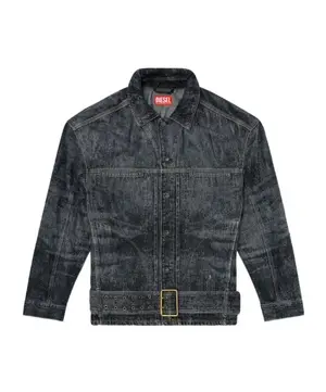 DIESEL® D-valero-s Denim Jacket With Belted Hem - Dark Gray