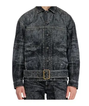 DIESEL® D-valero-s Denim Jacket With Belted Hem - Dark Gray