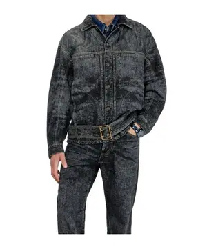 DIESEL® D-valero-s Denim Jacket With Belted Hem - Dark Gray