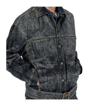 DIESEL® D-valero-s Denim Jacket With Belted Hem - Dark Gray