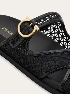 FERRAGAMO Gancini Buckle Crossover Slide