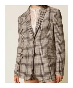 TWINSET Checked Sequin Blazer